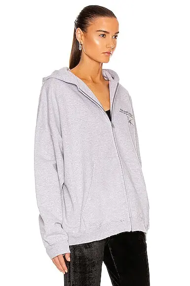 トップス BALENCIAGA RuPaul WIDE ZIP UP HOODIE Balenciaga Rupaul Wide Zip-Up Hoodie In Grey - Heather Grey
